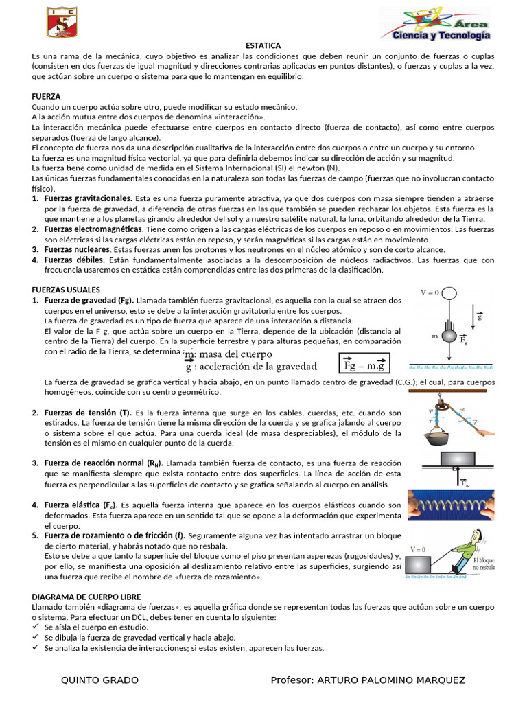 Fundamentos de Estática y Fuerzas | PDF | Fuerza | Las leyes del ...