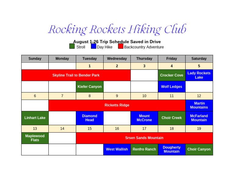 Rocking Rockets Hiking Club - ICA | PDF