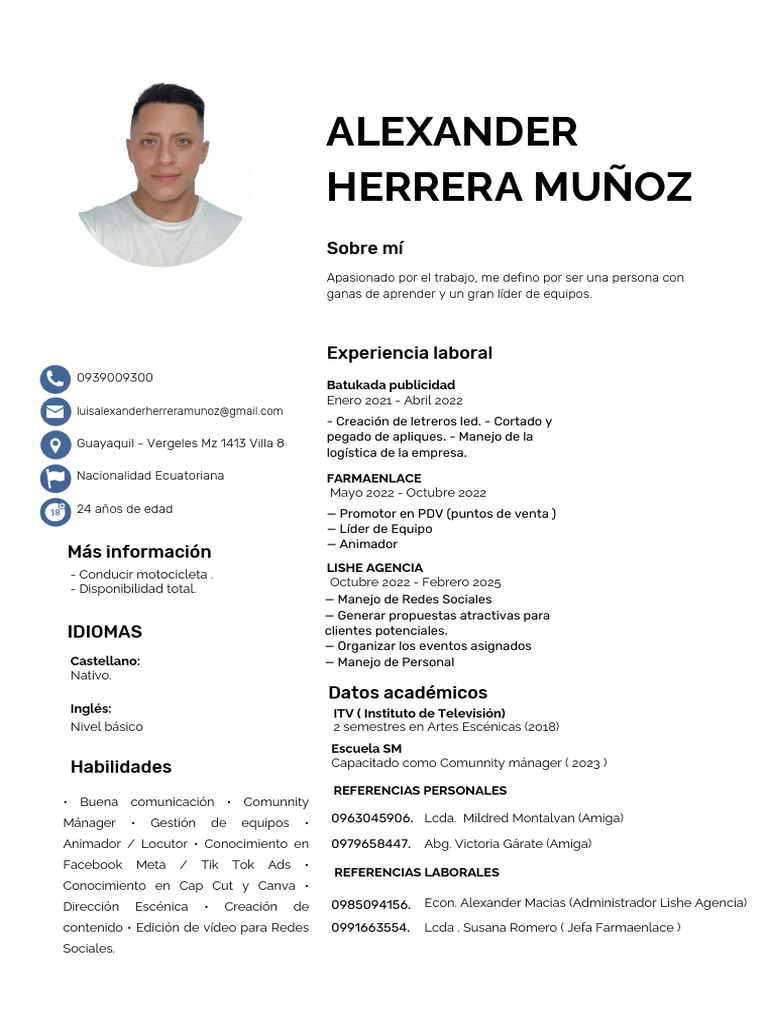 CurrÃ - Culum Marketing Manager Foto Sobrio Azul - 20240313 - 131441 ...