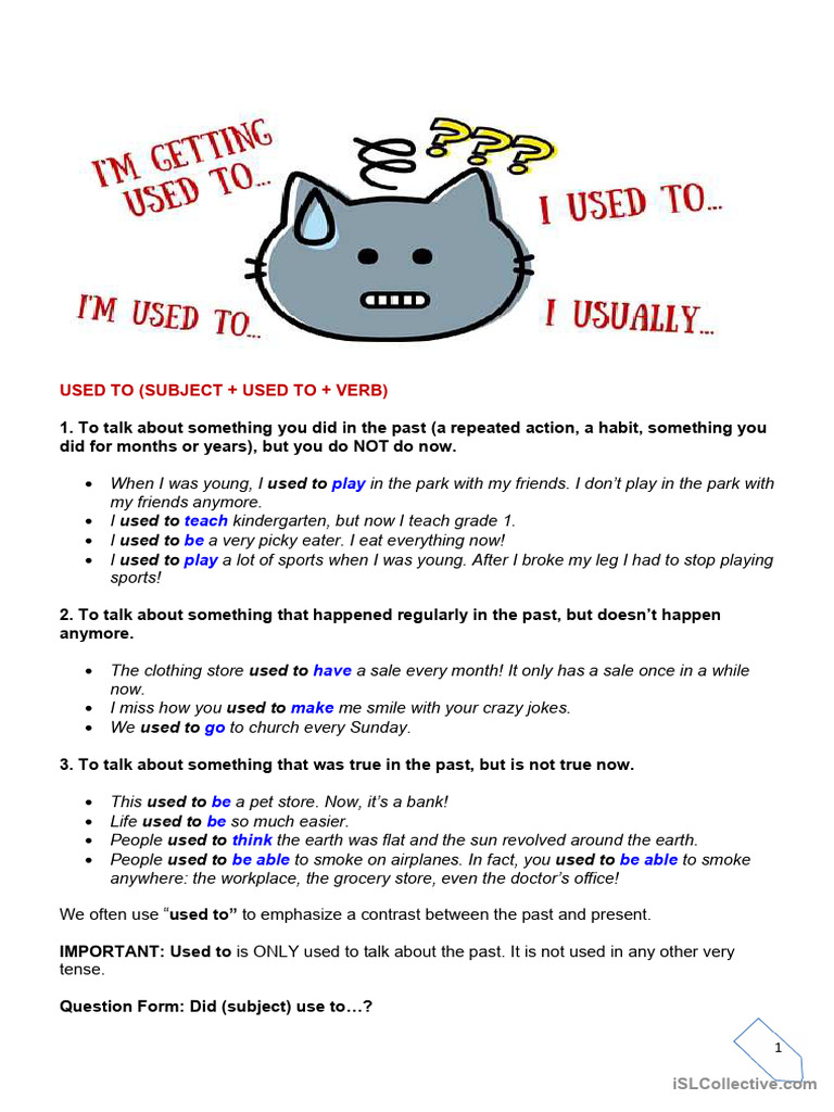 Understanding Past Habits with "Used To" | PDF | Verb | Grammar