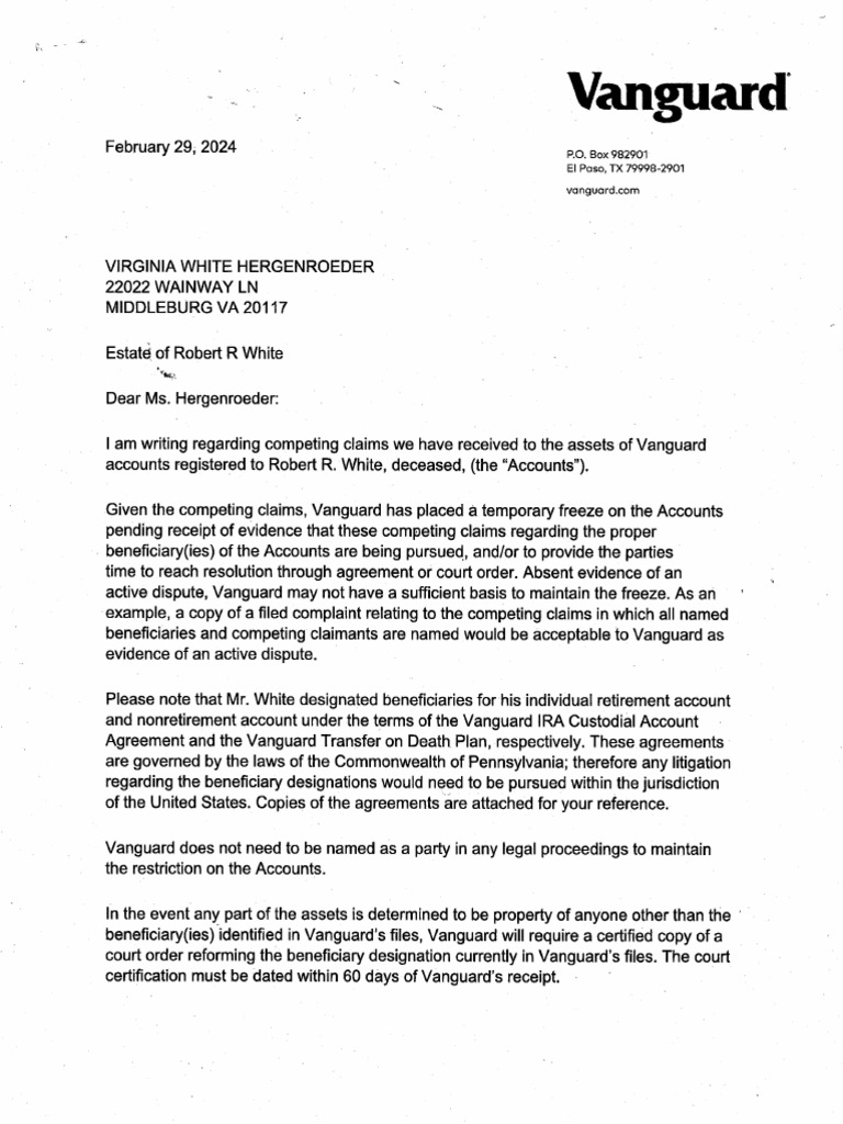 Vanguard Letter Dated 29 Feb 2024 | PDF