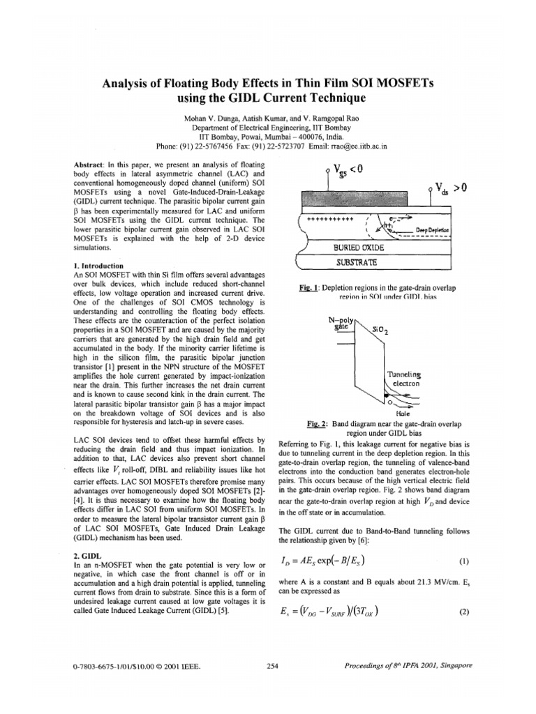 DUN01 - Analysis of Floating Body Effects in Thin Film SOI M | PDF