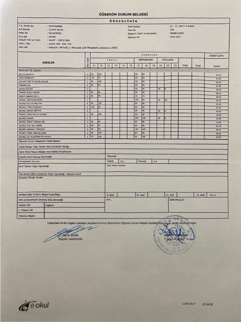 Lise Transkripti | PDF