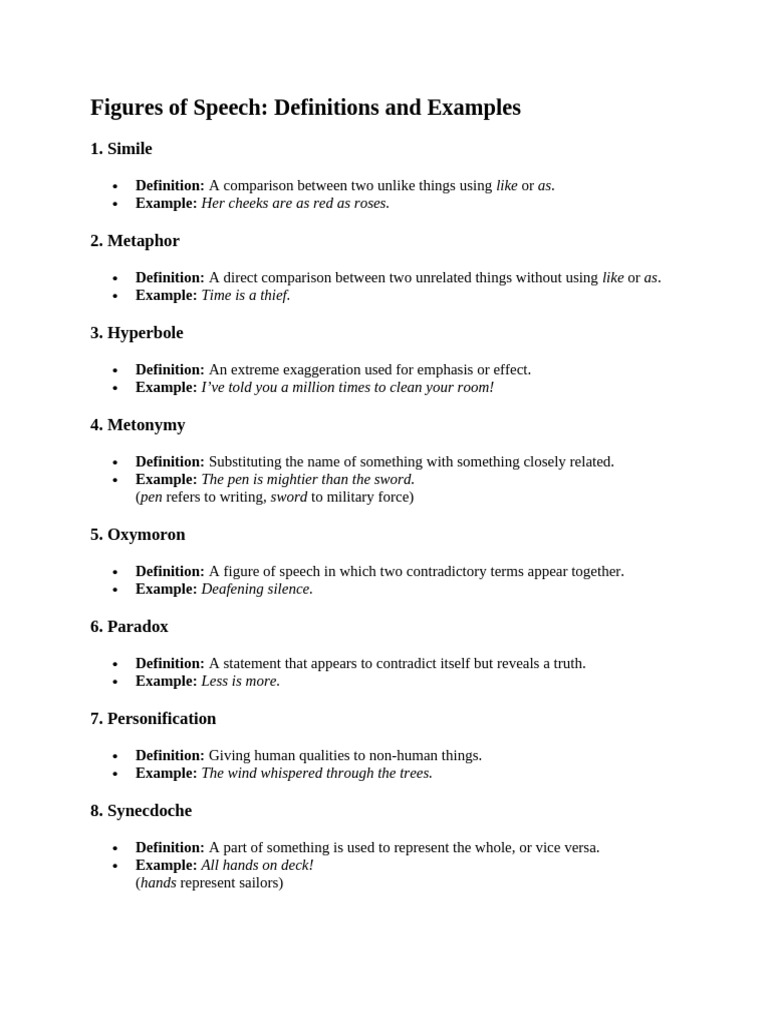 Figures of Speech: Types and Examples | PDF | Metaphor | Rhetorical ...