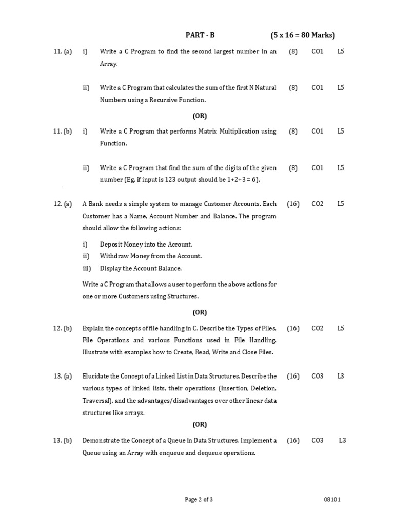 Cs 3353 C Programming and Data Structures | PDF