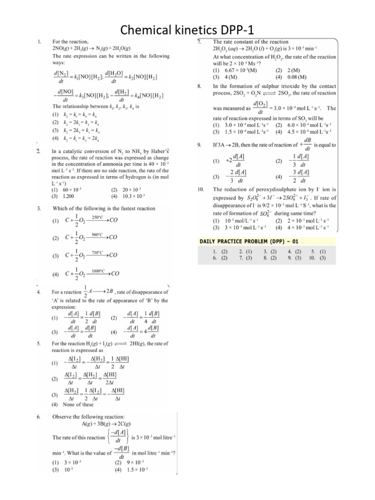 Chemical Kinetics dpp1 | PDF
