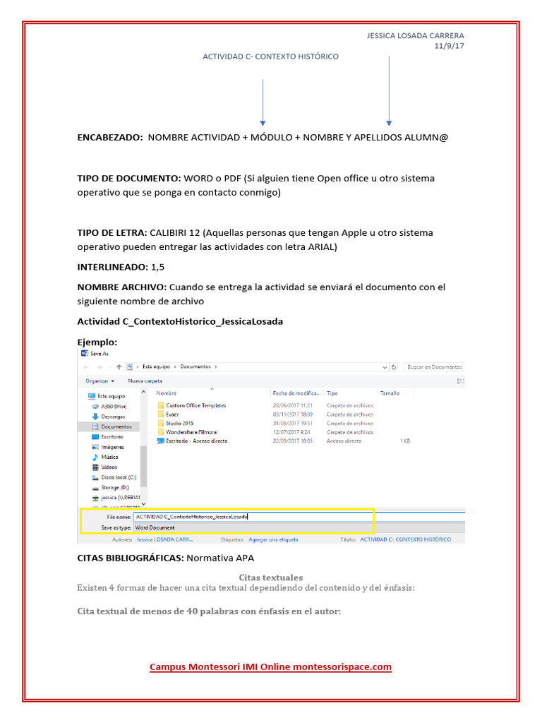 Formato entrega actividades | PDF | Comillas | Escritura