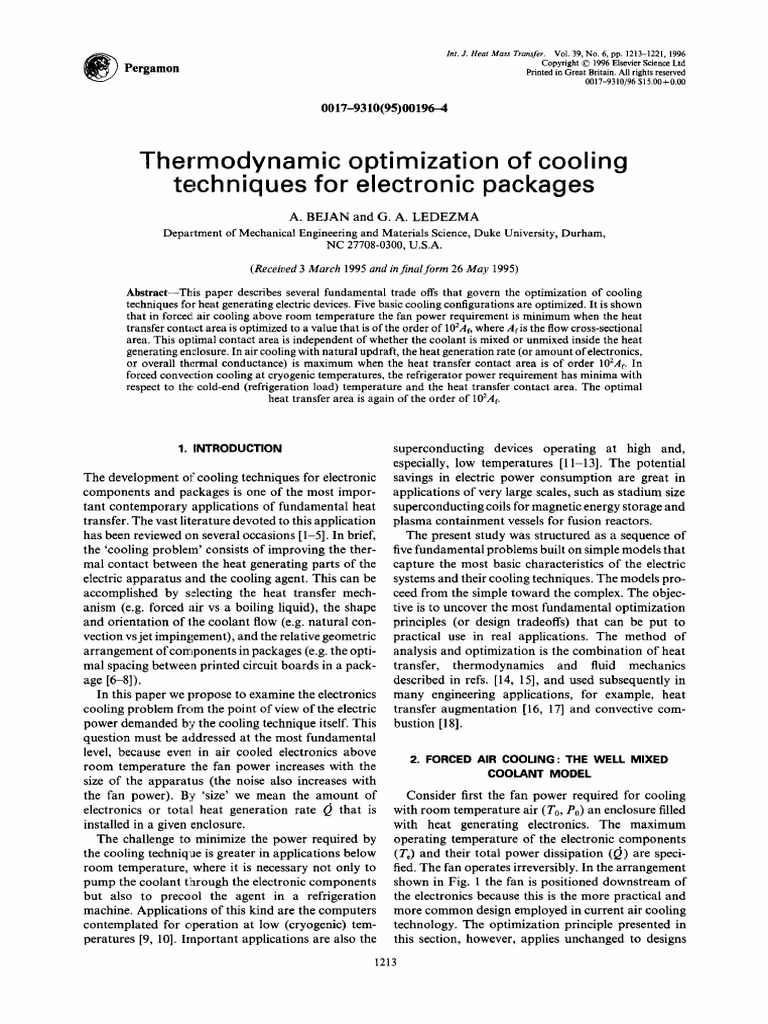 Thermodynamic Optimization of Cooling | PDF | Heat Transfer | Heat
