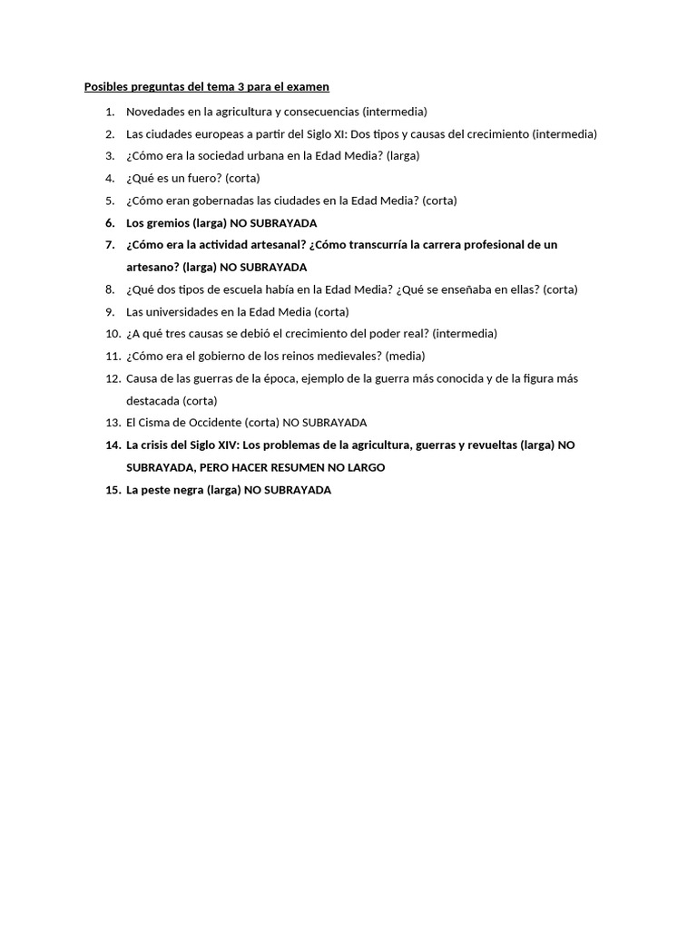 Posibles Preguntas Del Tema 3 | PDF