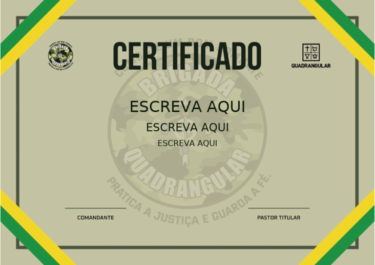 Certificado - Brigada Quadrangular (Editável) | PDF