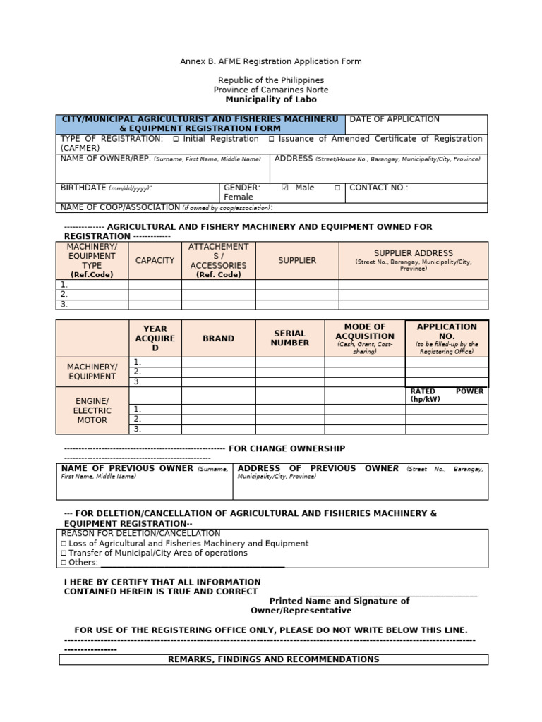 AFME Registration Application Form | PDF