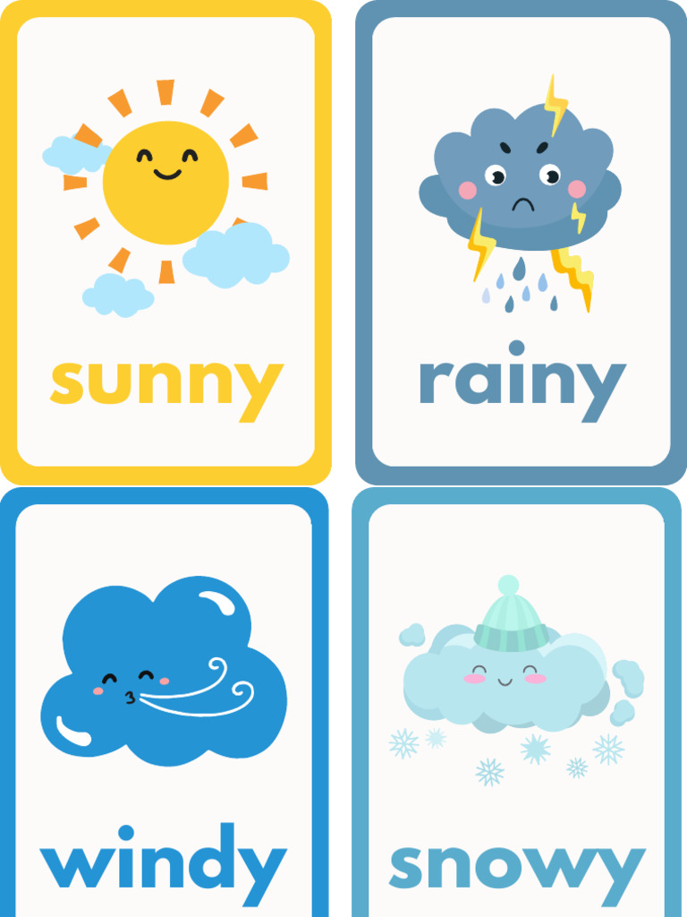 Weather Flashcard in Colorful Illustrative Style | PDF