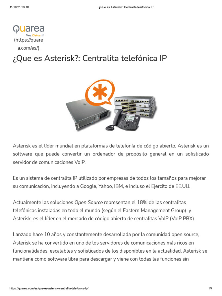 Asterisk: Centralita IP de Código Abierto | PDF | Voz sobre IP | Software