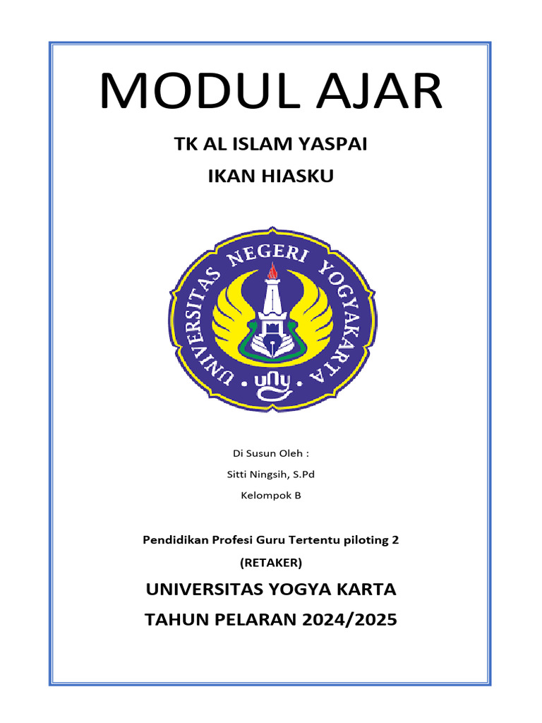 Modul Ajar Ikan Hiasku TK B | PDF