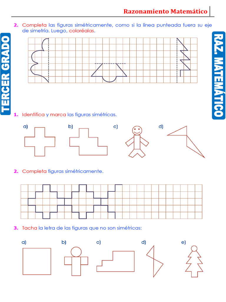 Ejercicios de Simetría de Figuras para Tercer Grado de Primaria - Removed | PDF