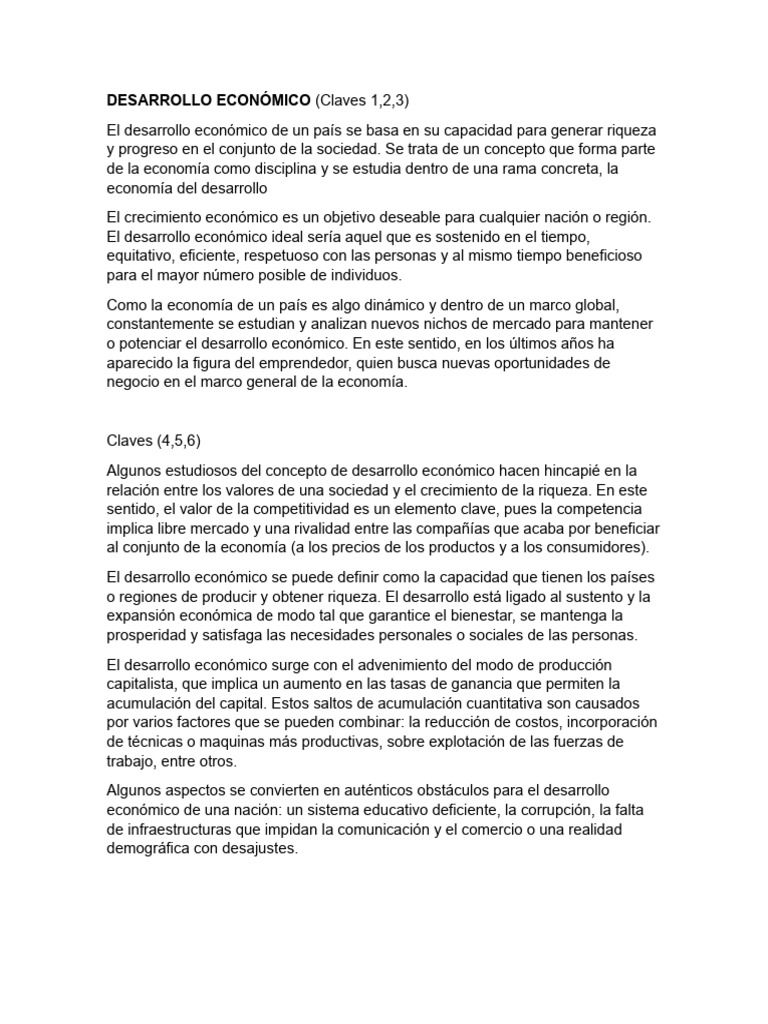 Claves del Desarrollo Económico y Educativo | PDF | Desarrollo ...