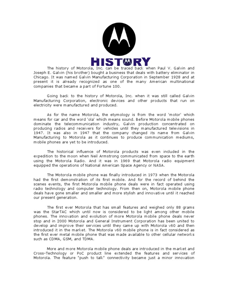 The History of Motorola | PDF | Motorola | Digital Technology