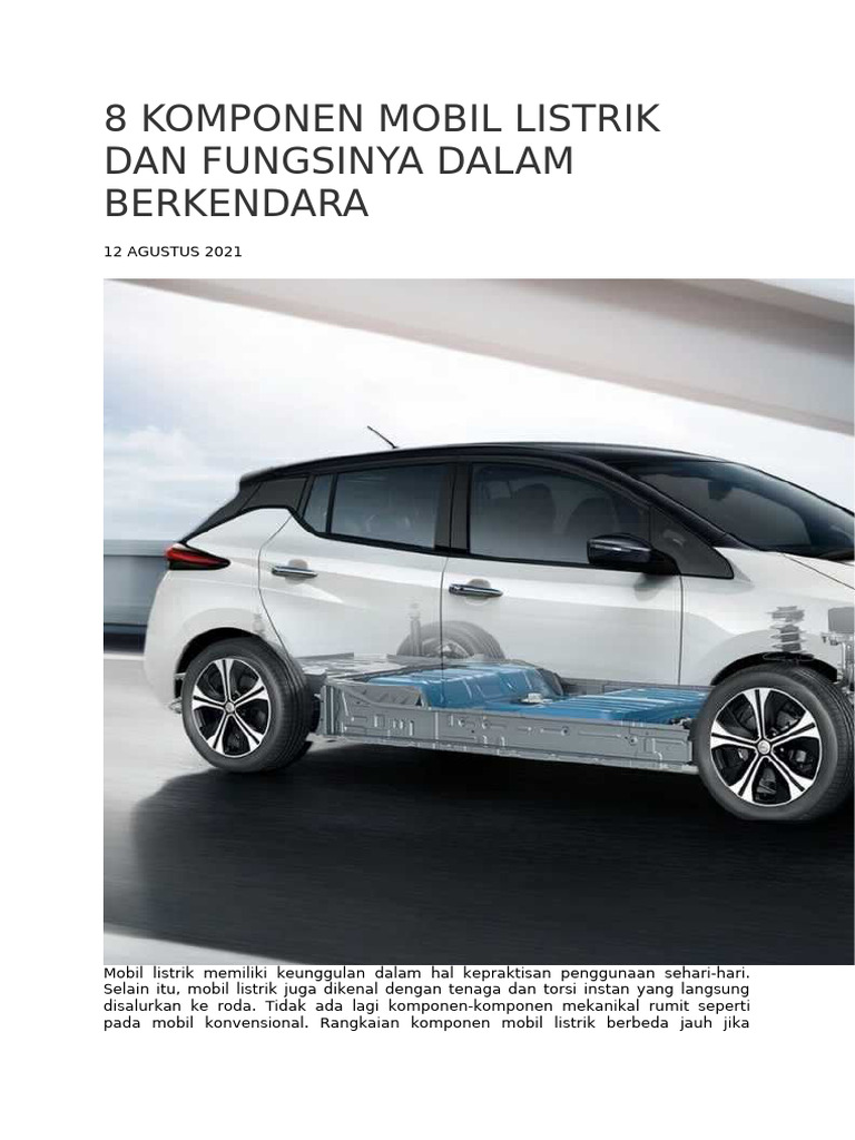 Komponen Mobil Listrik Dan Fungsinya Dalam Berkendara | PDF