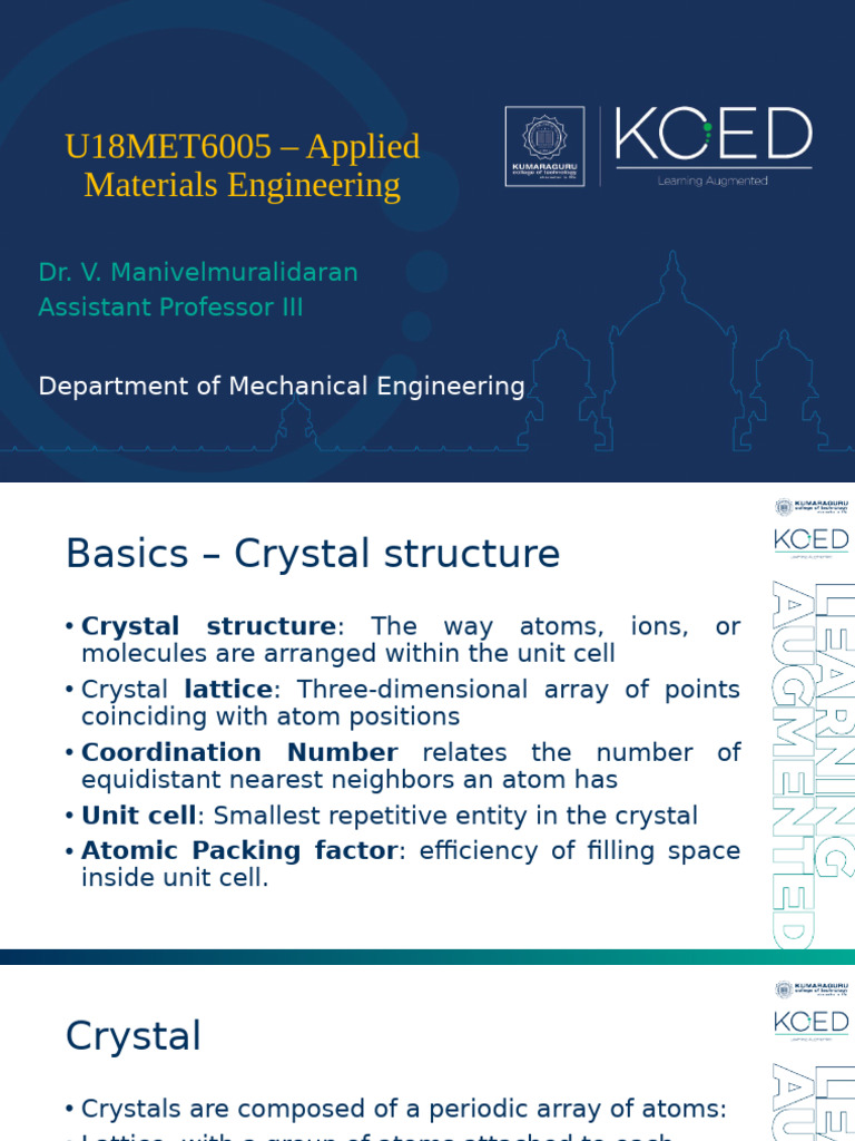 Crystal Structures in Materials Engineering | PDF | Crystal Structure ...