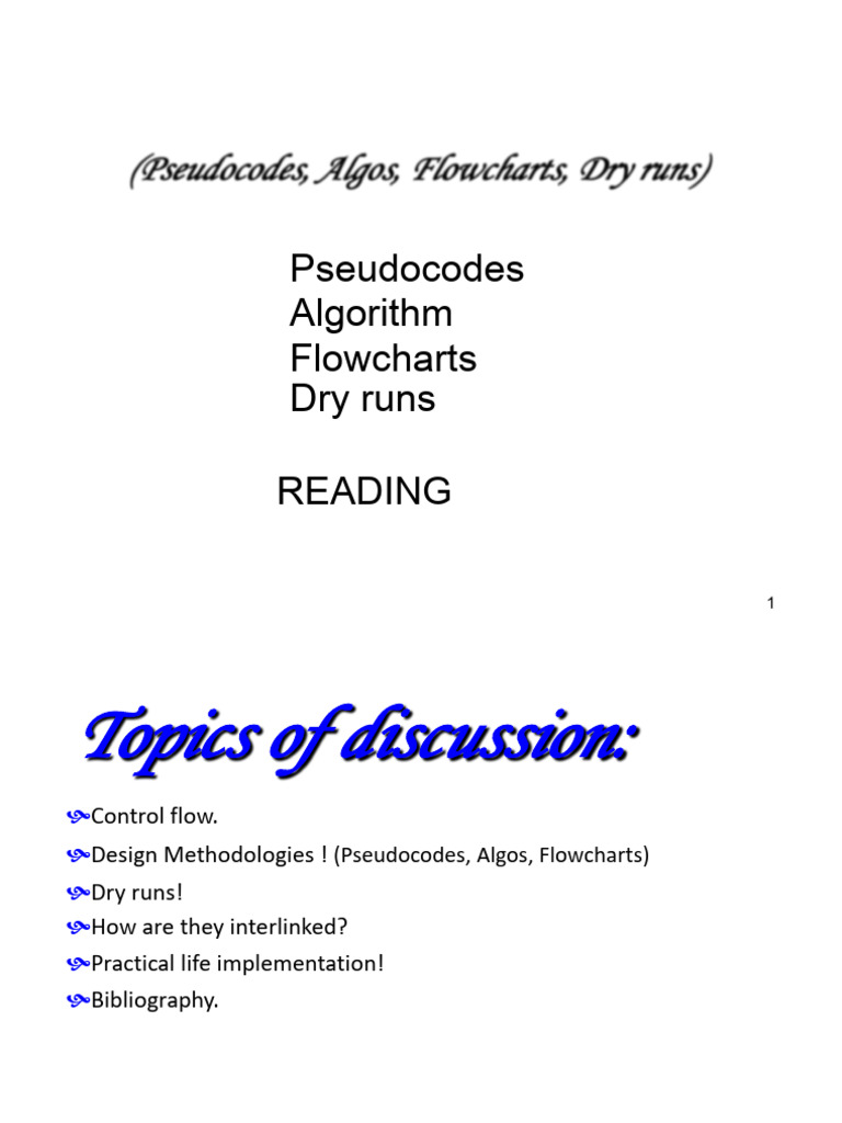 Unit 2 - Activity 5 - Pseudocodes Algorithm Flowcharts and Dry Runs Reading | PDF | Algorithms ...