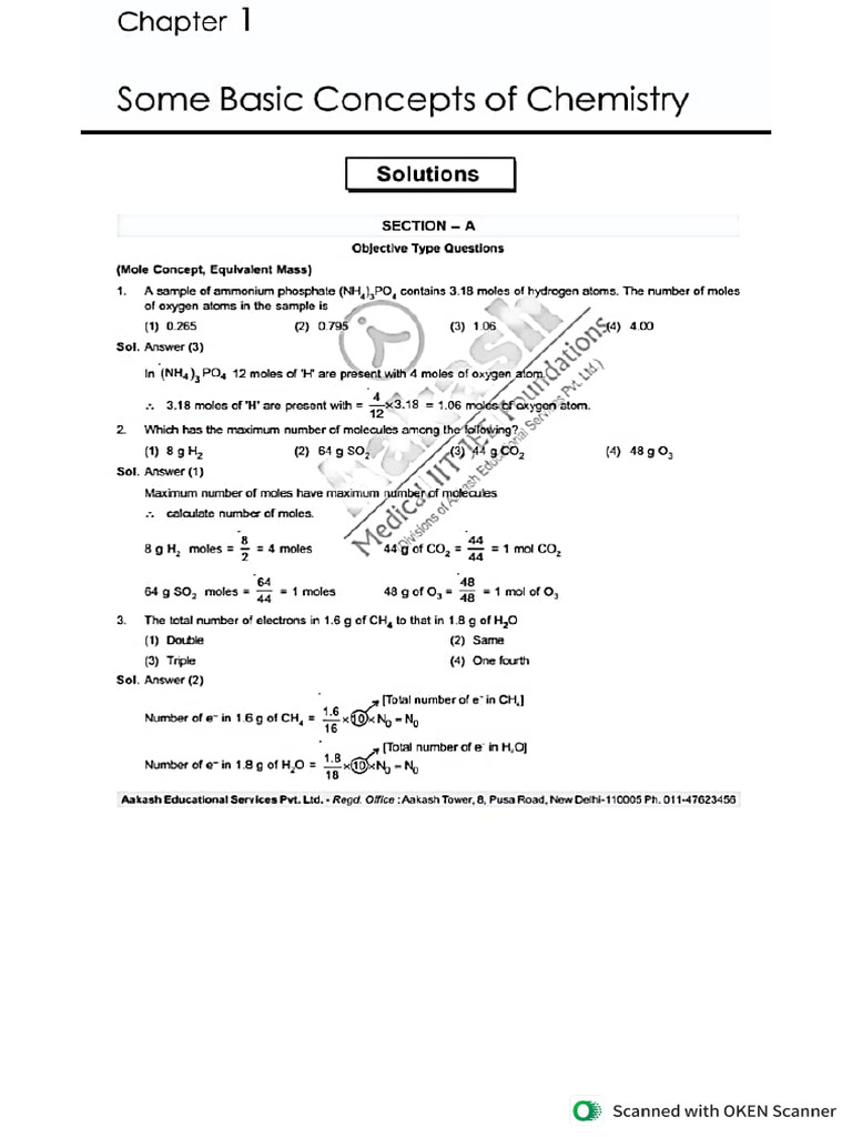 Chemistry CH 1 Akash PDF | PDF