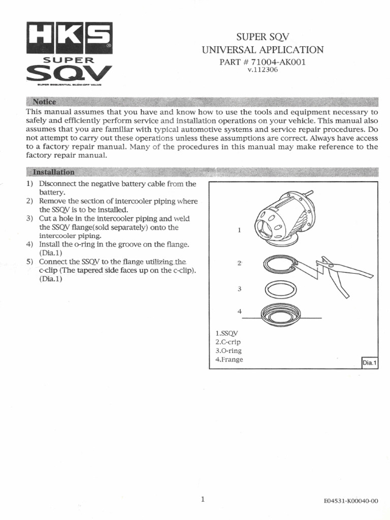 HKS SSQV Manual | PDF