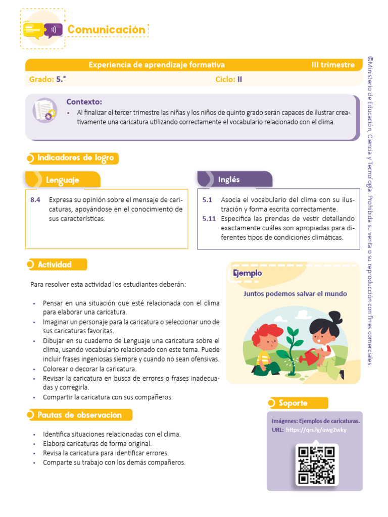 ACTIVIDAD FORMATIVA COMUNICACIÒN Y Lenguaje - 5° - T3 | PDF | Aprendizaje | Cognición