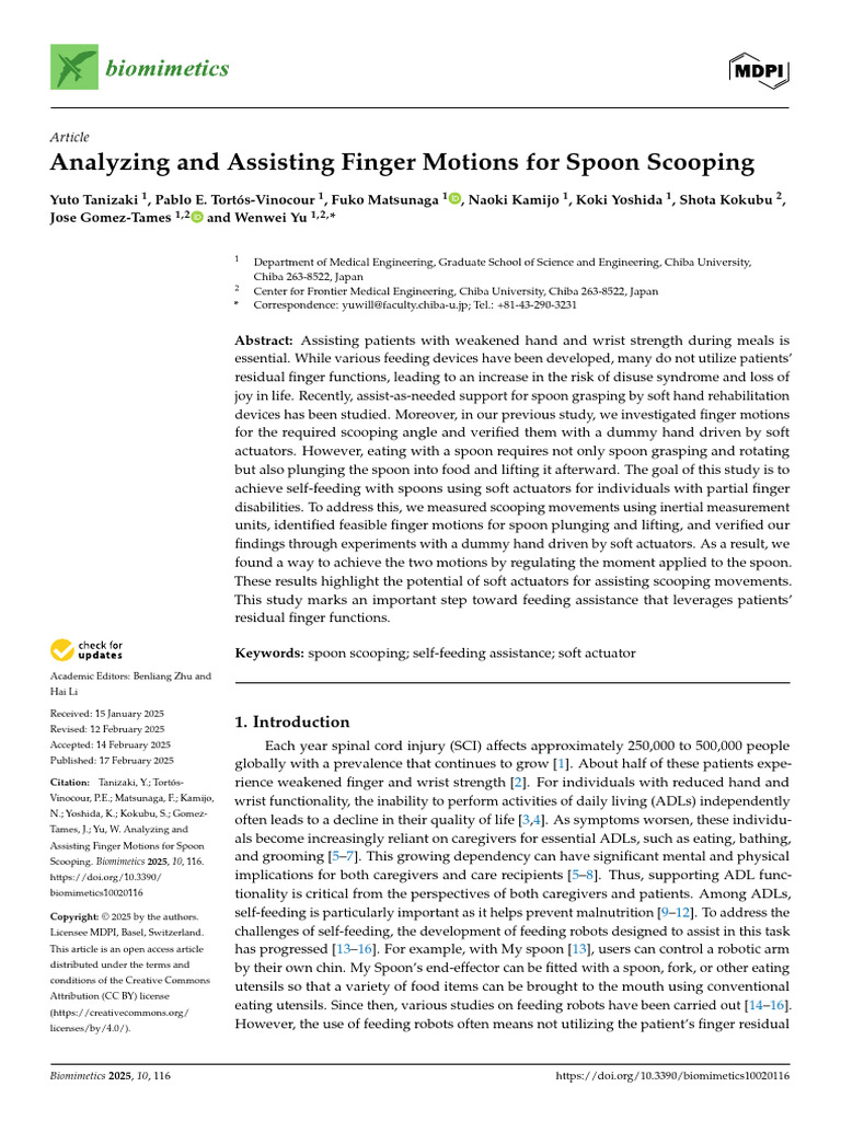 Analyzing and Assisting Finger Motions For Spoon | PDF | Anatomical ...