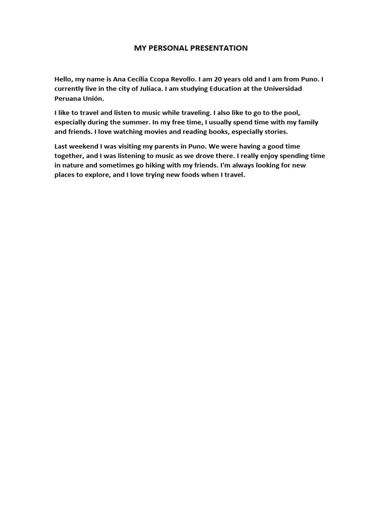 My Personal Presentation | PDF