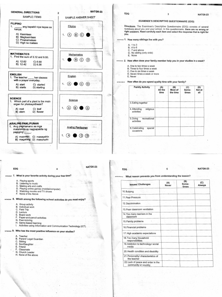 Nat Grade 6 Sy 2023-2024 | PDF