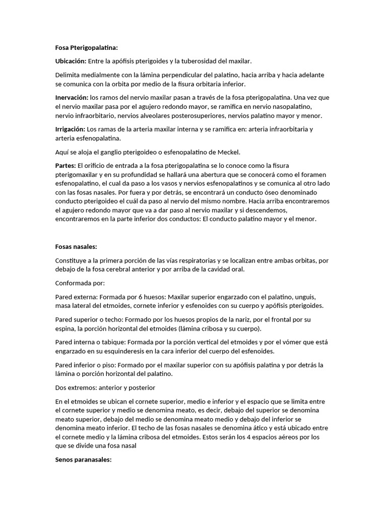 Fosa Pterigopalatina, Fosas Nasales | PDF | Sistema esquelético ...