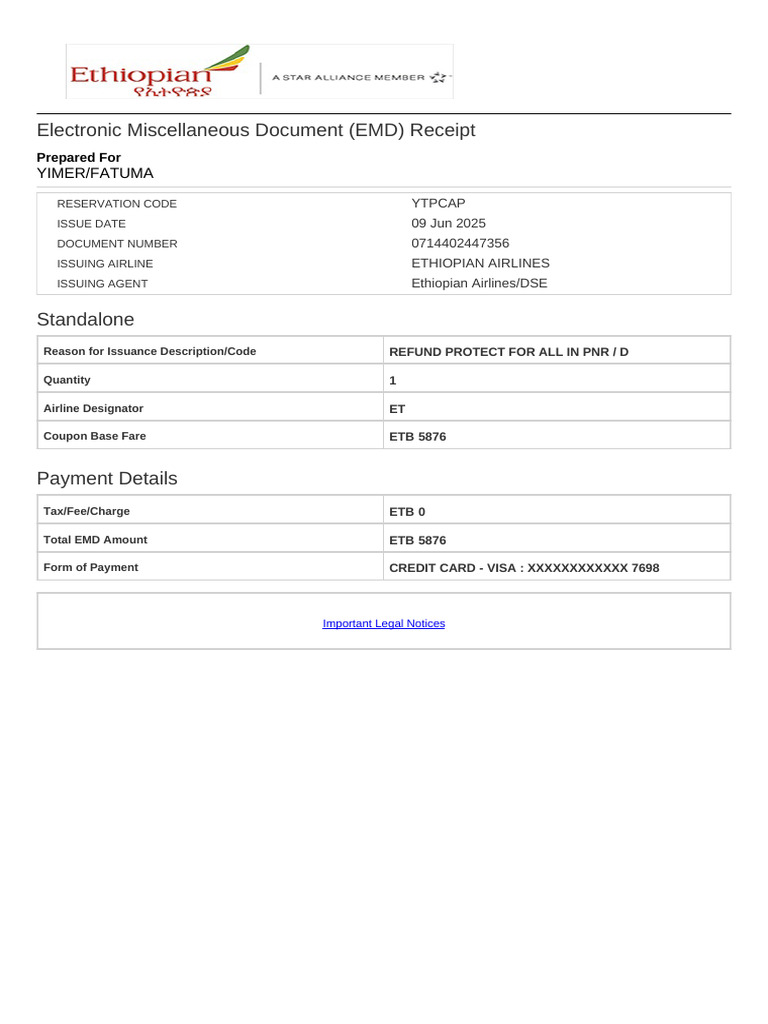Other Charges, June 12 For FATUMA YIMER | PDF