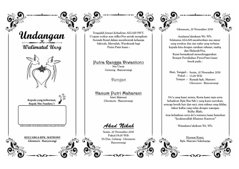 Undangan Pernikahan Lipat 3 Fotocopy Hvs | PDF