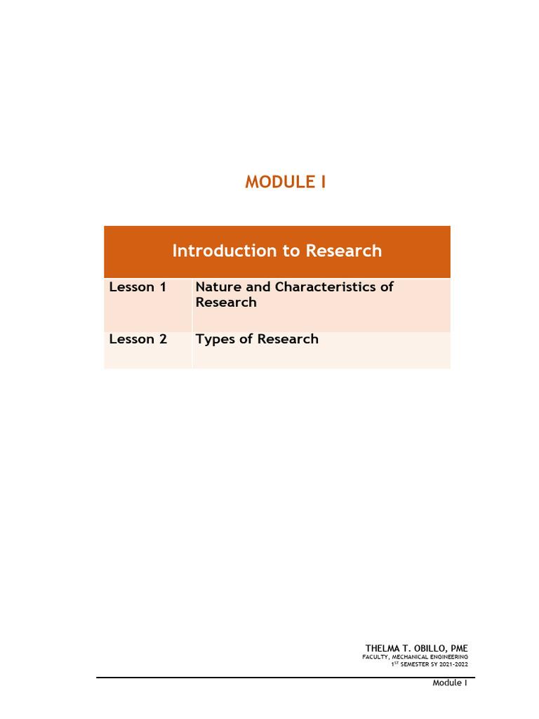 1 - Mepc 103 Module 1 | PDF | Methodology | Experiment