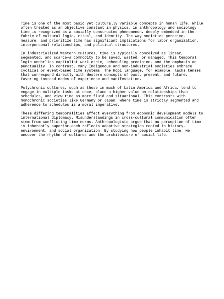 Time Perception Across Cultures and Its Influence On Social ...