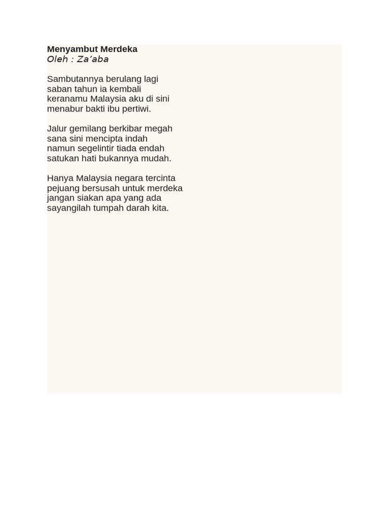 Sajak Merdeka untuk Generasi Muda | PDF