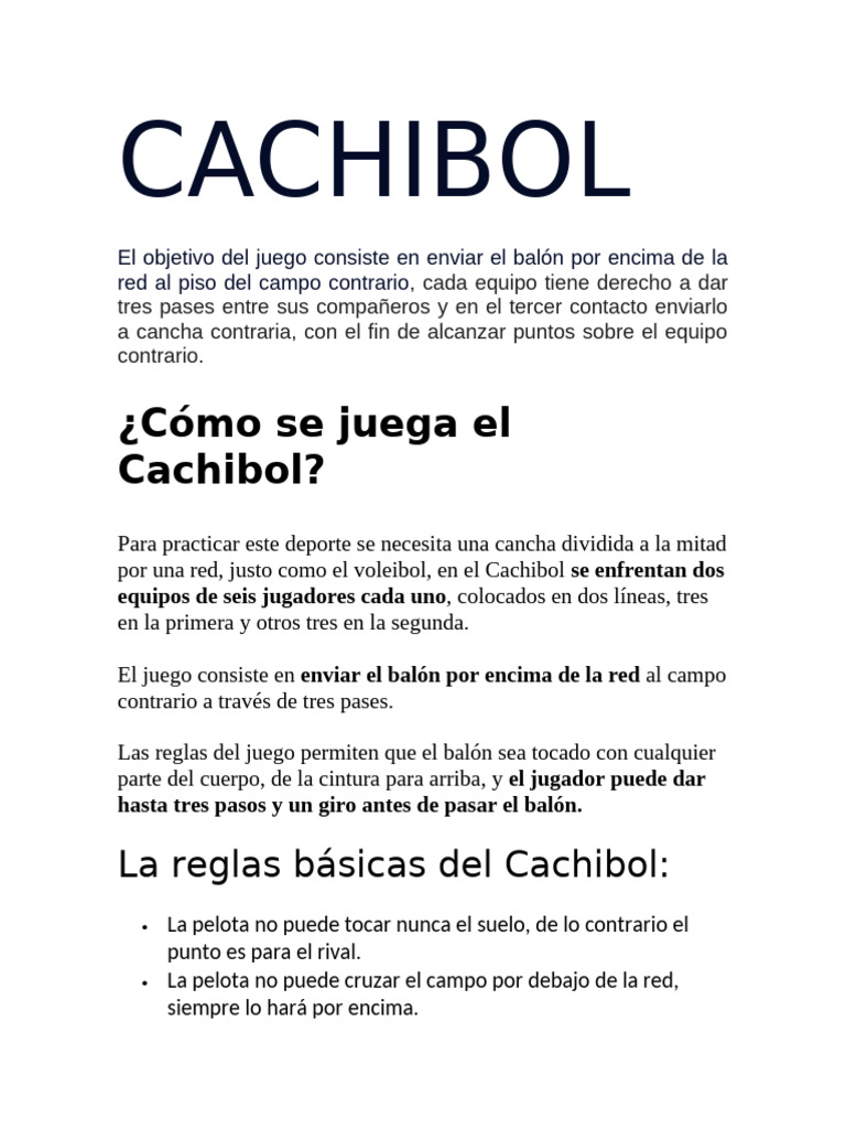 Reglas y origen del cachibol | PDF | Vóleibol | Pelota