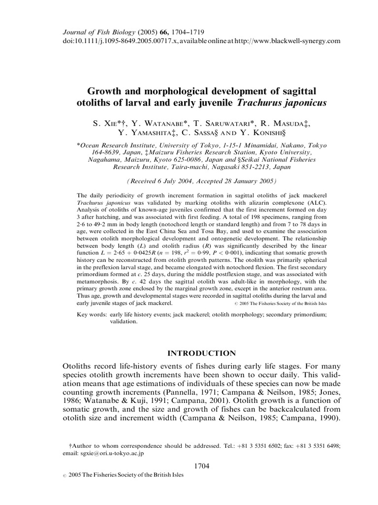 Journal of Fish Biology - 2005 - Xie - Growth and Morphological ...