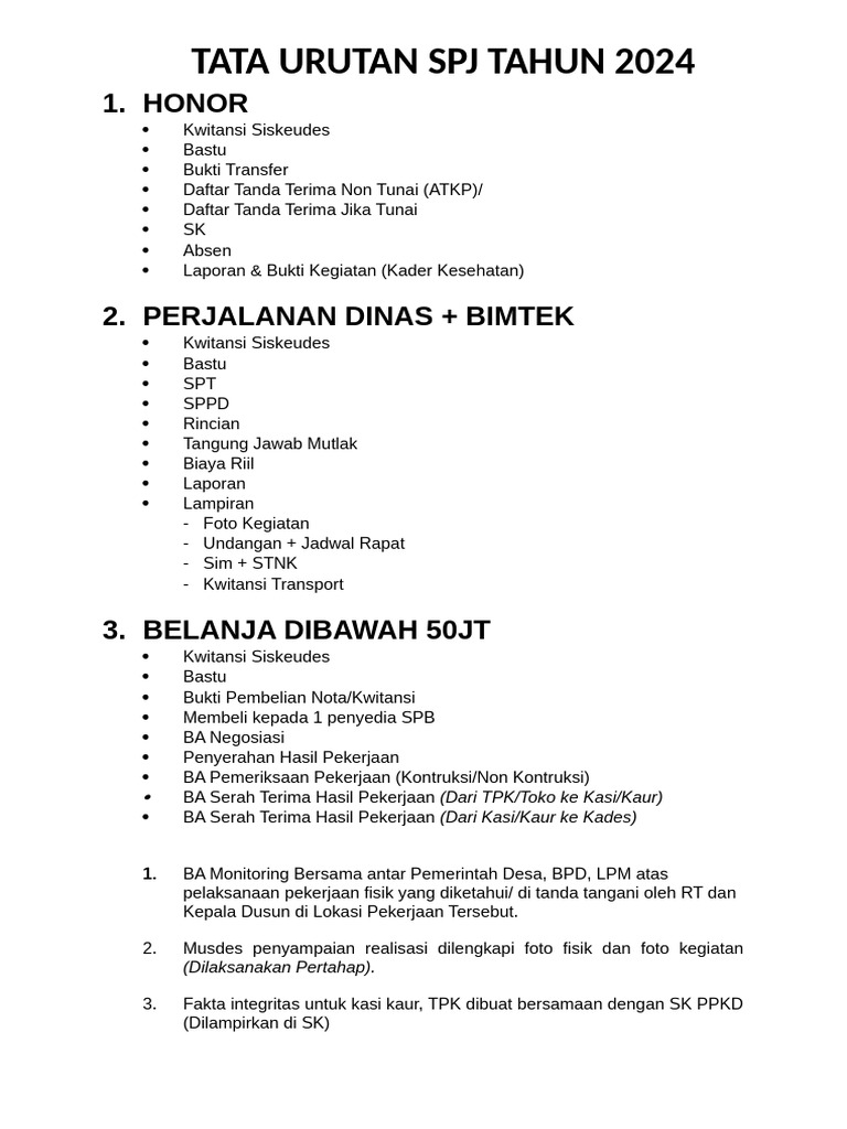 Tata Urutan SPJ 2024 Desa Sepaso Barat | PDF