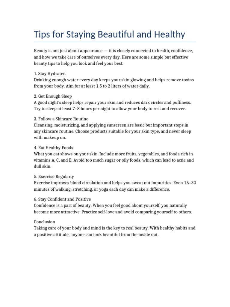 Healthy Beauty Tips for Everyone | PDF