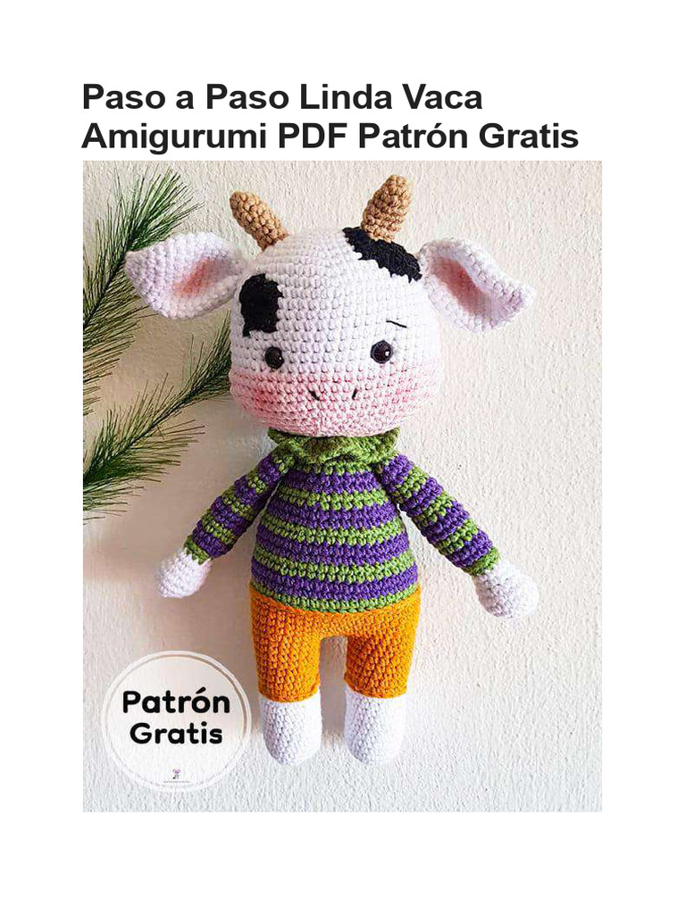 Patrón Gratis Vaca Amigurumi Paso a Paso | PDF | Amigurumi | Tejer