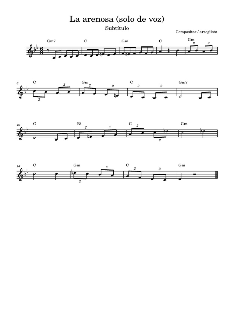 La Arenosa (Solo de Voz) en GM | PDF