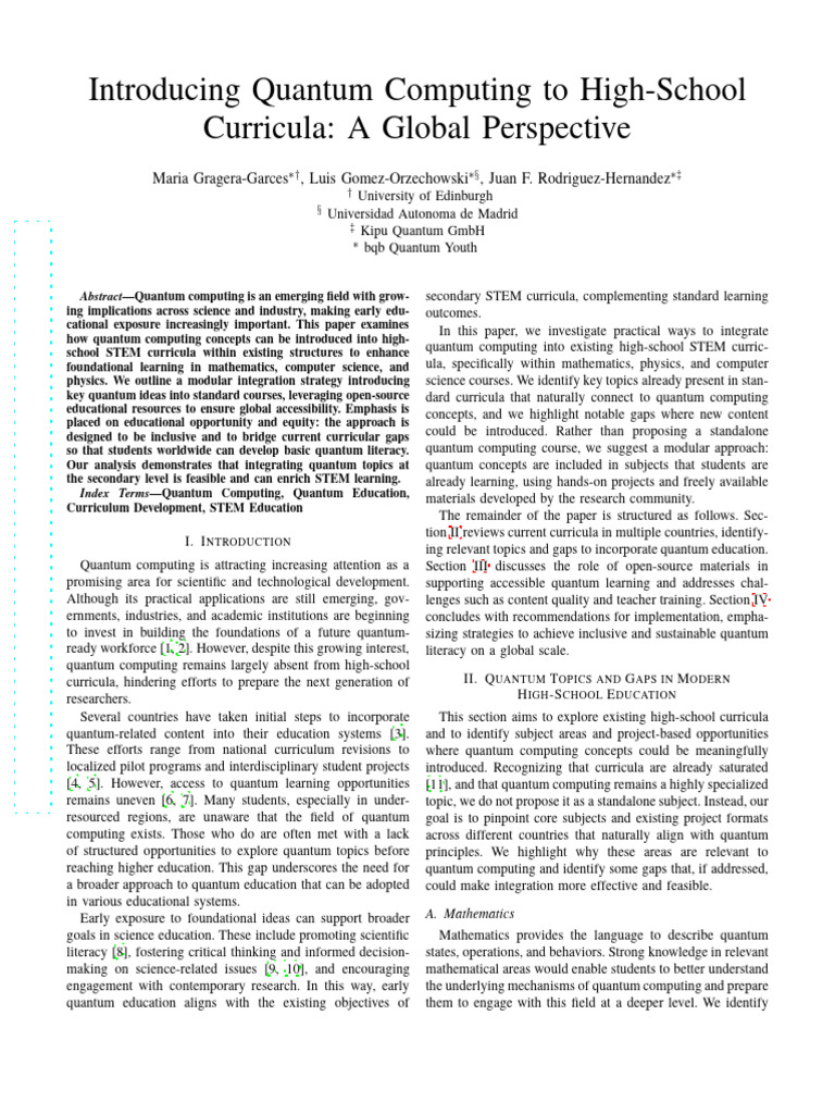 Integrating Quantum Computing in High School | PDF | Curriculum | Computing