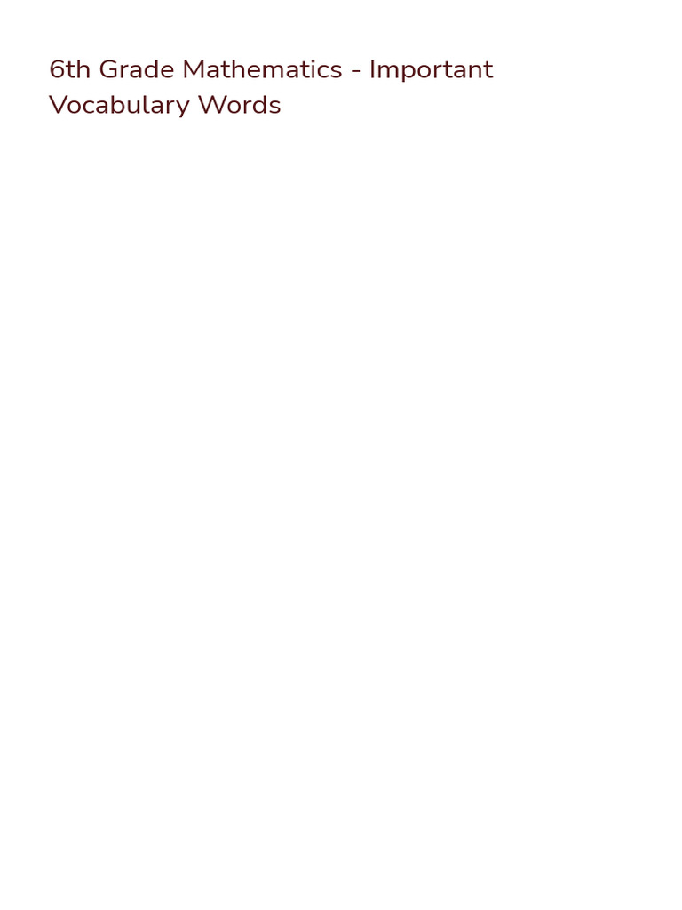 6th Grade Math Vocabulary Terms | PDF | Numbers | Triangle