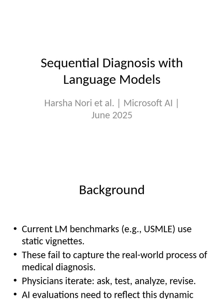 Sequential Diagnosis withLMs - MPresentation | PDF | Medical Diagnosis ...