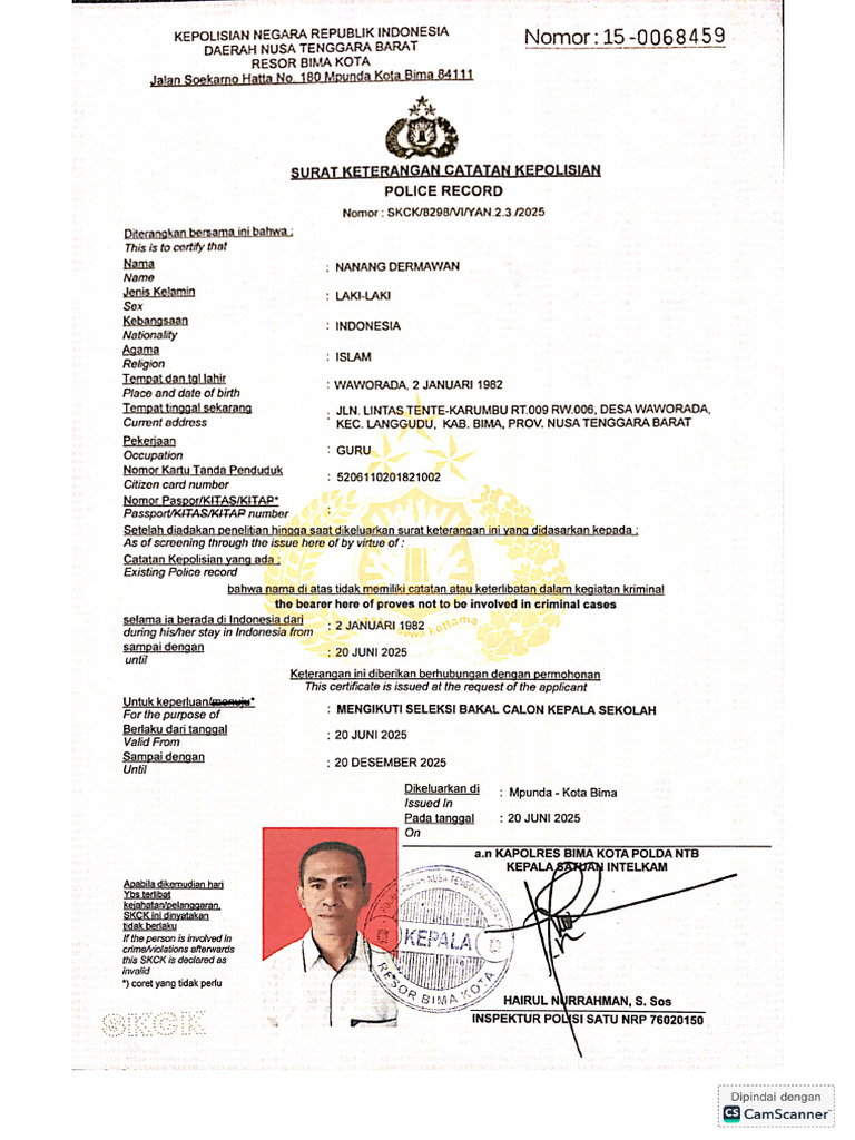 SKCK Nanang Dermawan | PDF