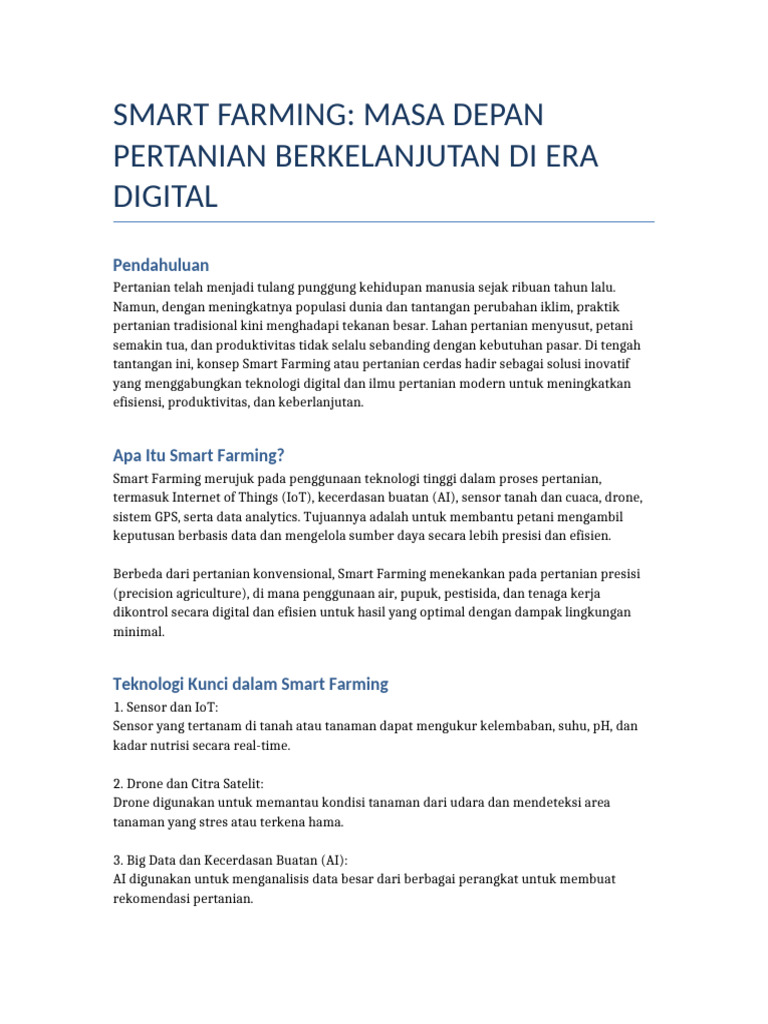 Smart Farming: Solusi Pertanian Cerdas | PDF