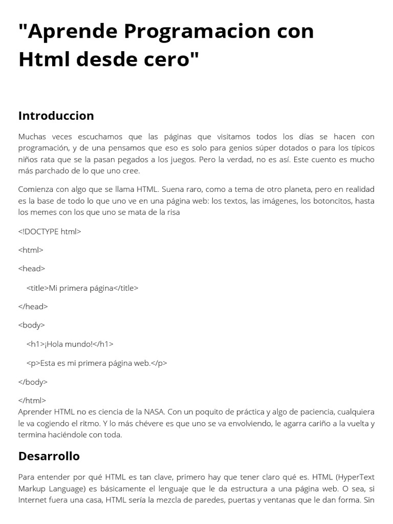 Aprende HTML Desde Cero | PDF | HTML | Red mundial
