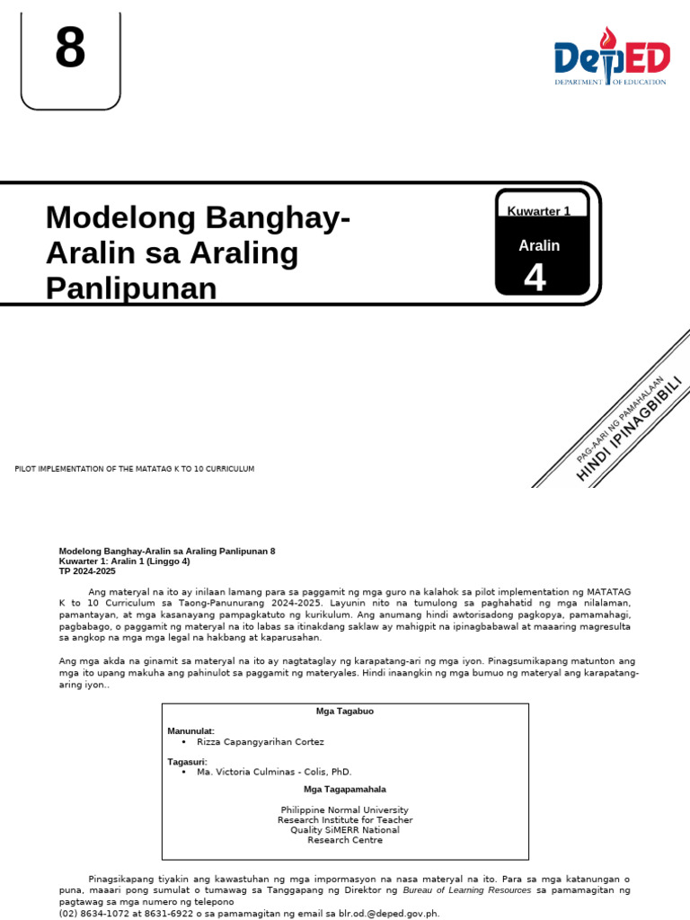 Q1 LE AP8 Lesson4 Week4 | PDF