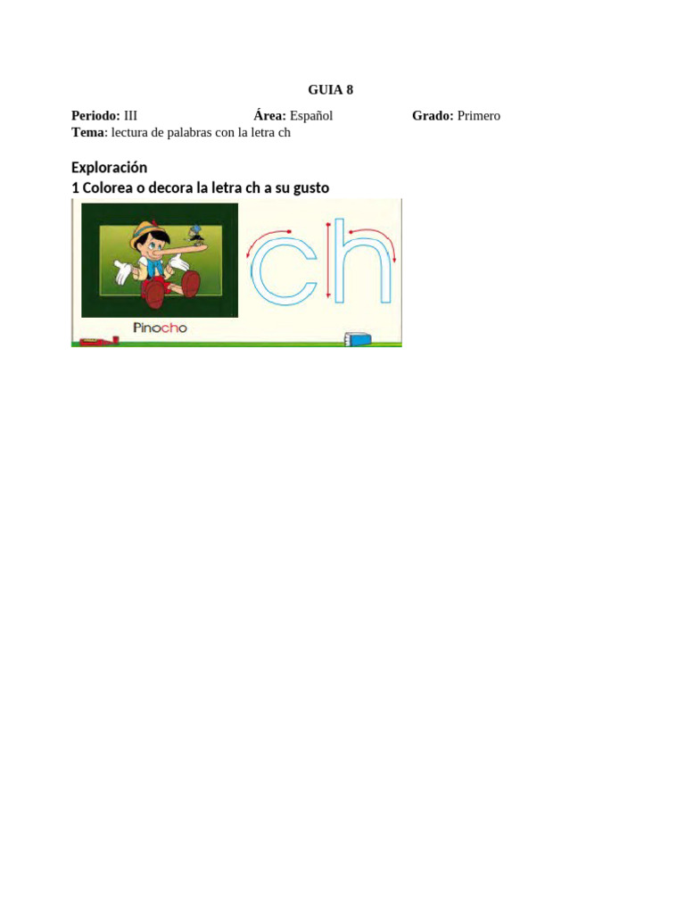 Lectura de la letra ch en español | PDF